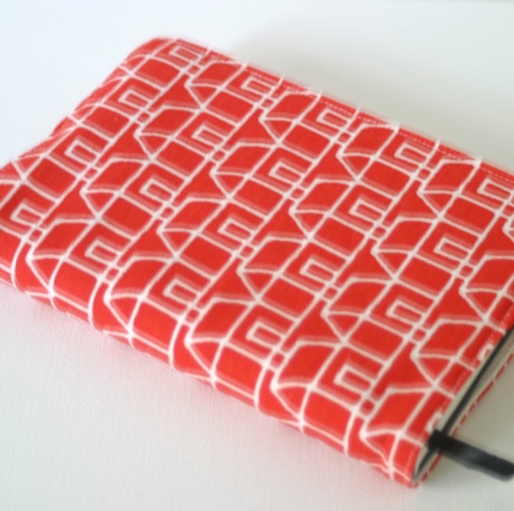 Red Houses fabric covered A6 notebook - Folksy