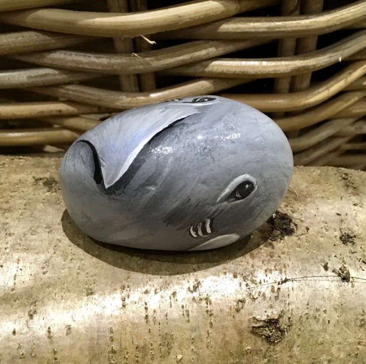 Shark hand painted pebble garden rock art wildl... - Folksy