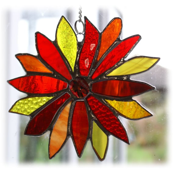 Bonfire Flower Stained Glass Suncatcher Handmade - Folksy
