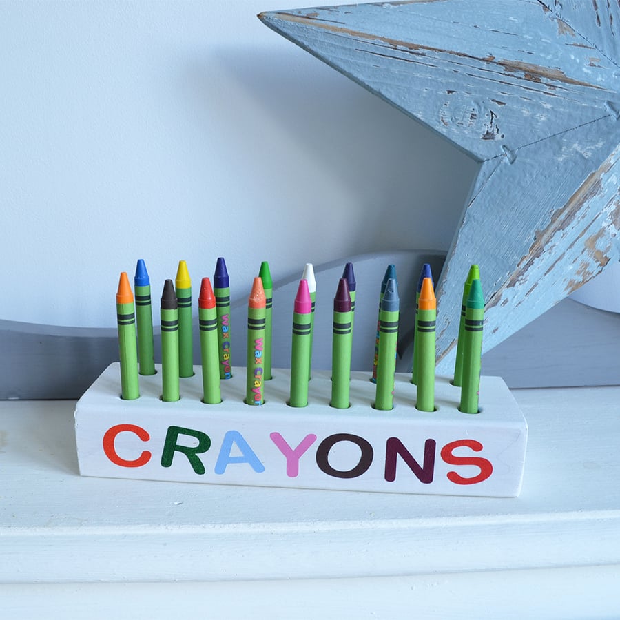 Handmade Wooden Crayon Holder - Folksy