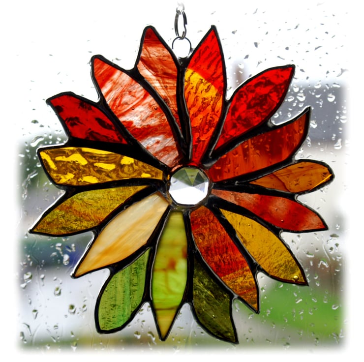 Bonfire Stained Glass Suncatcher Autumn Flower - Folksy