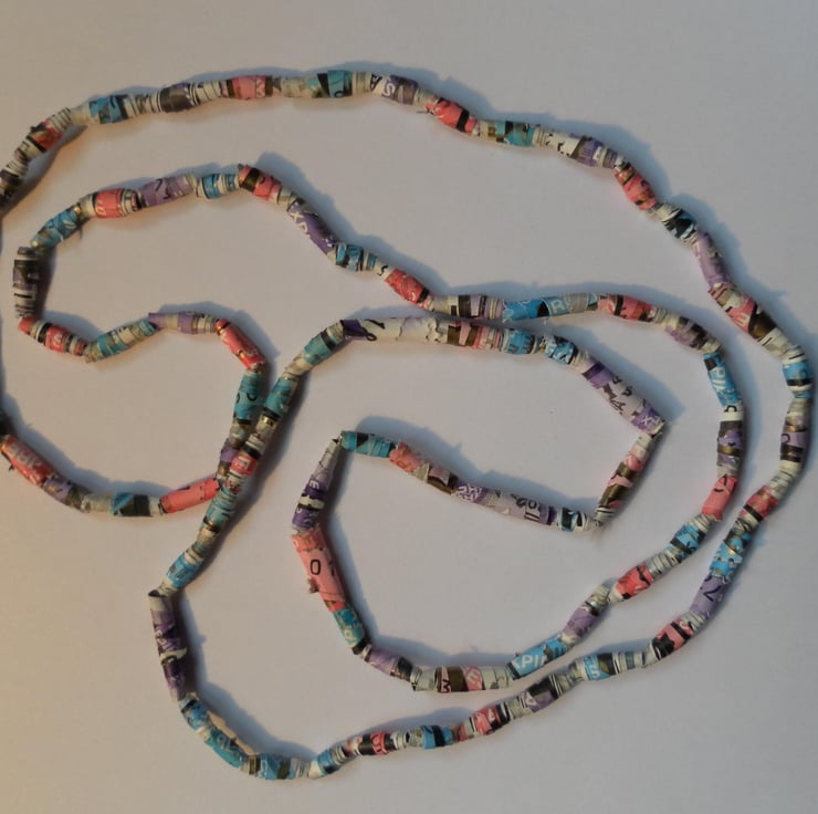 Unique, handmade, paper bead necklace - Folksy