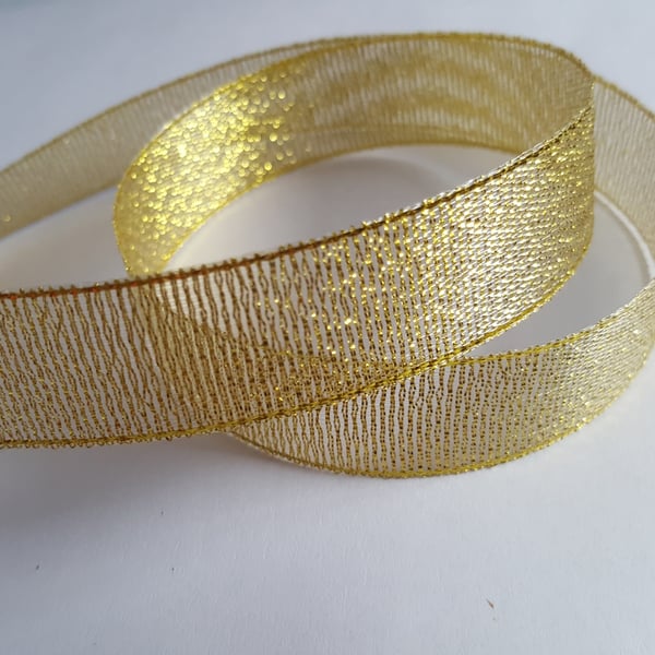 3m Sparkle Foil Ribbon - 20mm - Gold - Folksy