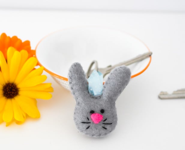 Grey felt rabbit keyring-Birthday gift for a ra... - Folksy