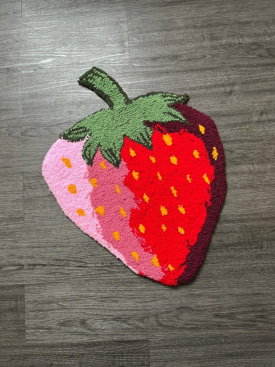 Strawberry design punch needle rug! - Folksy