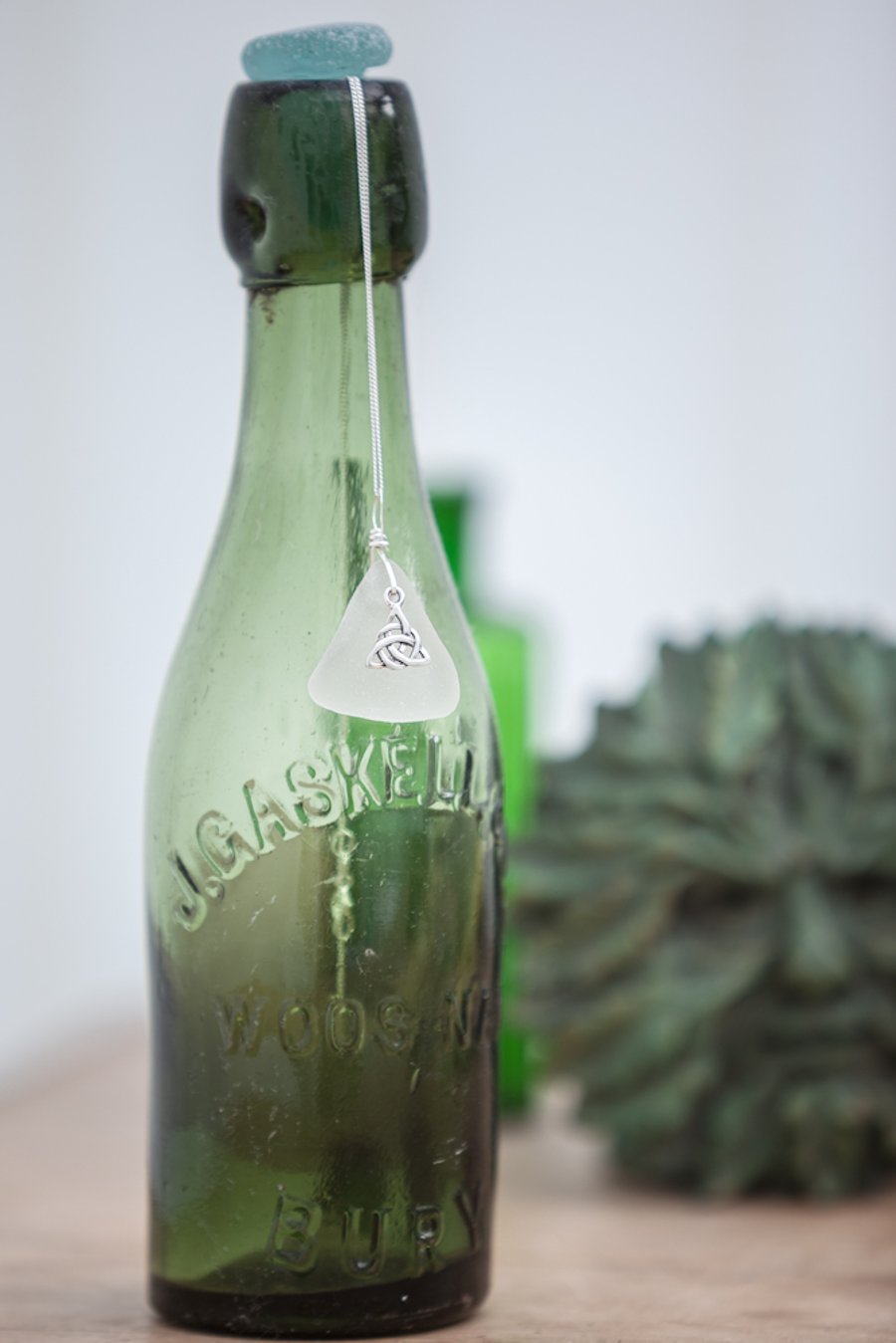 Welsh sea glass triangle pendant with Sterling ... - Folksy