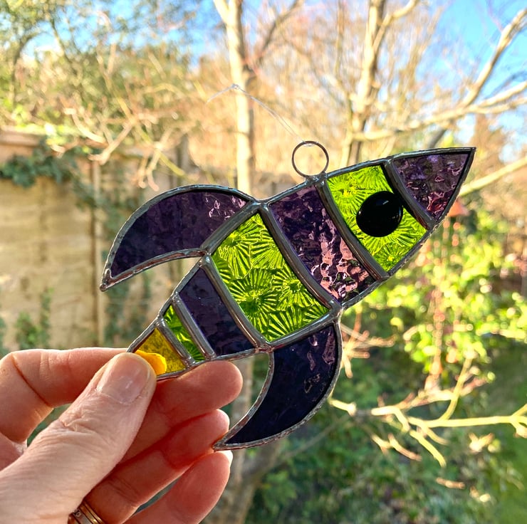 Stained Glass Small Rocket Suncatcher - Hanging... - Folksy