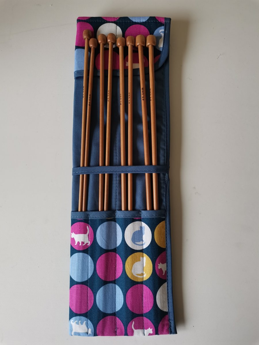 Fabric Cat Knitting Needle Case & 8 Wooden ... - Folksy