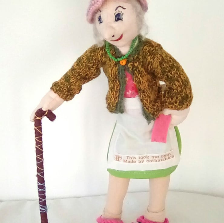 Old lady doll, Textile doll, Cloth Doll, Collec... - Folksy