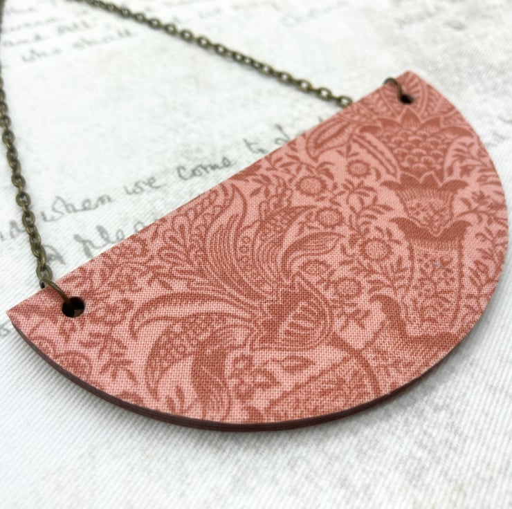 Pink Indian pattern statement semi-circular nec... - Folksy