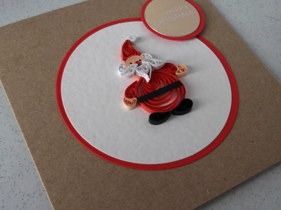 Quilled Christmas card, paper quilling, Santa, ... - Folksy
