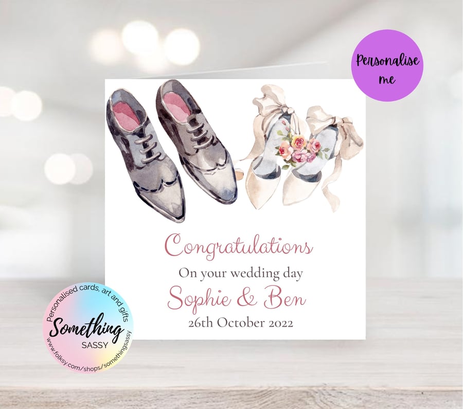 Personalised Wedding Day Card for the Happy Couple - Folksy