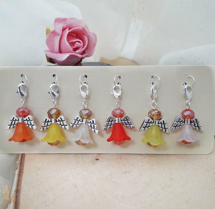 Crochet Stitch Markers - Pack of 6 Angels - Folksy