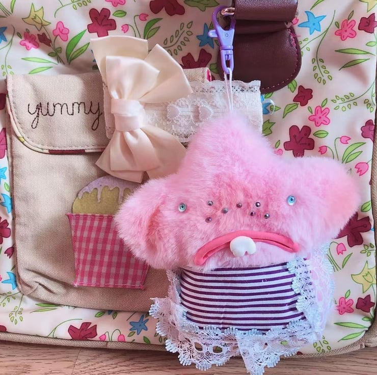 pink stars plushes fluffy keychain chunky toy S... - Folksy