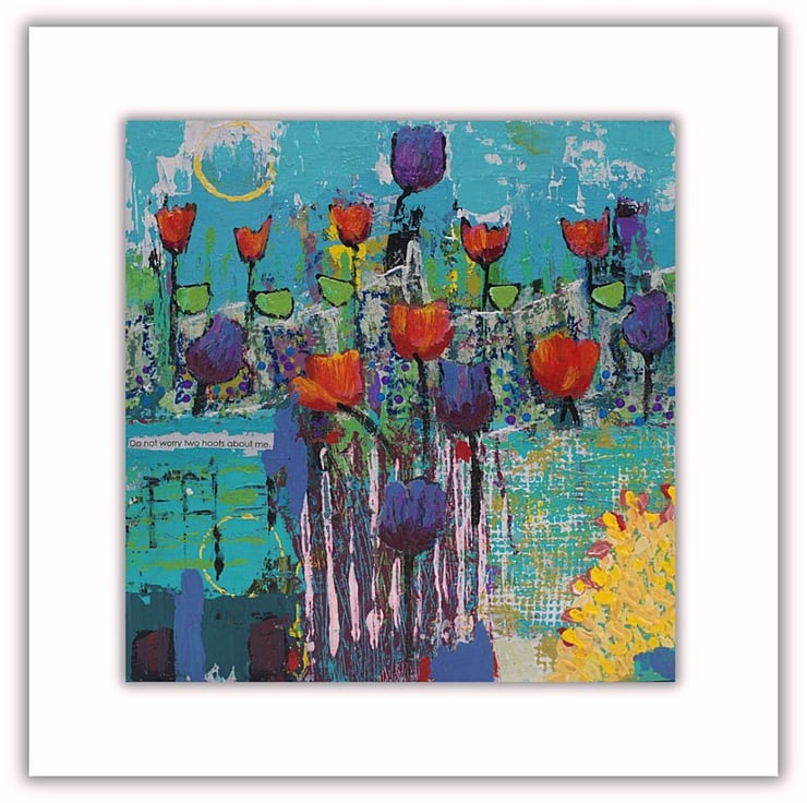 Original abstract wildflower painting - acrylic... - Folksy
