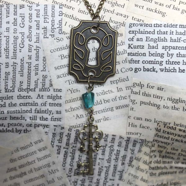 Steampunk Keyhole Charm and Key Charm Turquoise... - Folksy