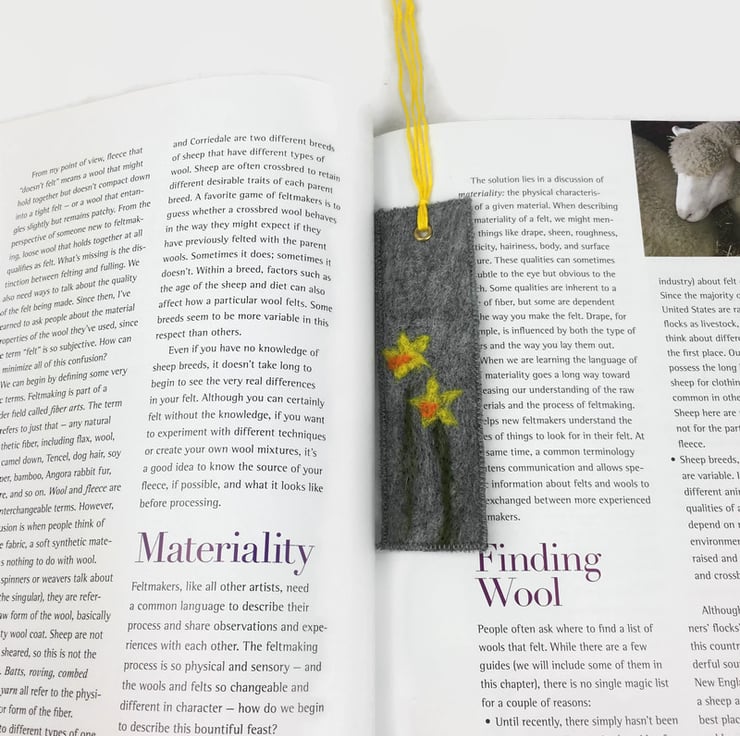 Felted bookmark with daffodil design - Folksy