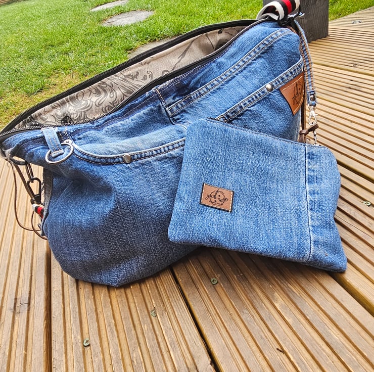 Jeans crossbody bag, denim messenger bag, hand... - Folksy