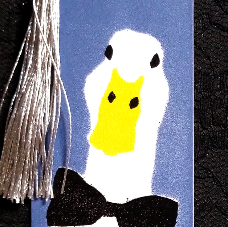 Dapper Duck Hand Printed Card Bookmark with Tassle - Folksy
