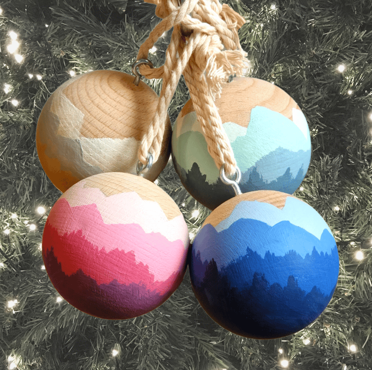 Set of 4 Wooden Baubles, Colourful Christmas Tr... - Folksy