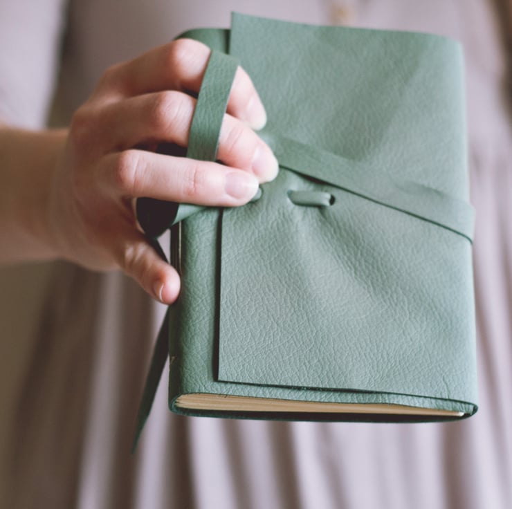 Leather Book - Sage Green - Handbound Leather J... - Folksy