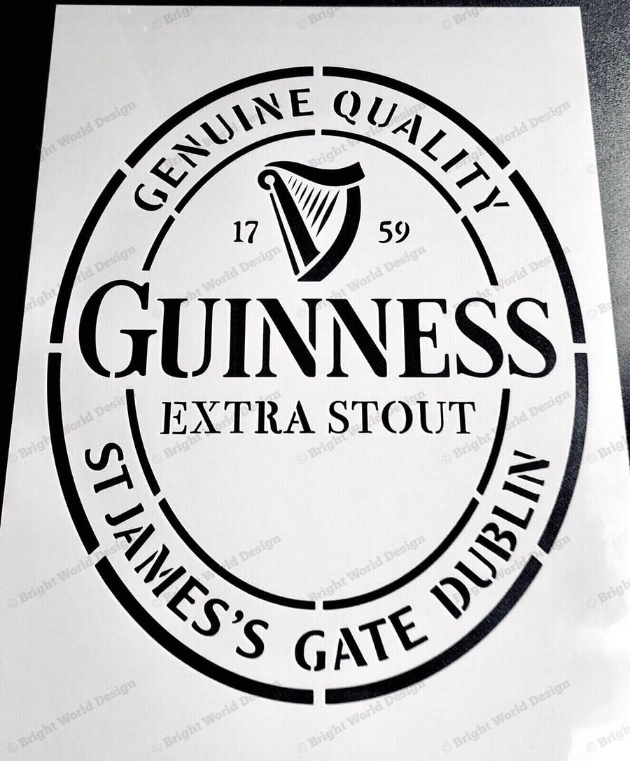 Guinness Logo Stencil A4-A3 Reusable Stencil Wa... - Folksy