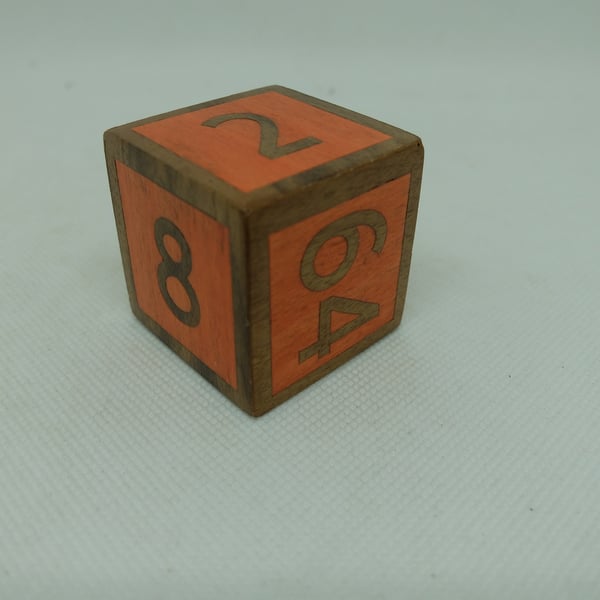 Orange veneered wooden doubling cube - Folksy