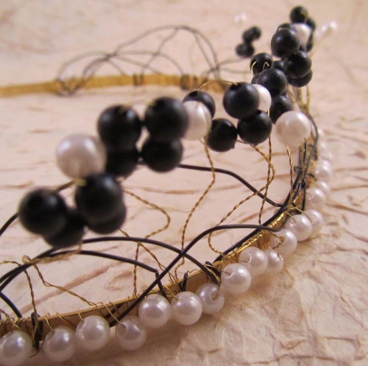 Black and White Wirework Tiara - Folksy