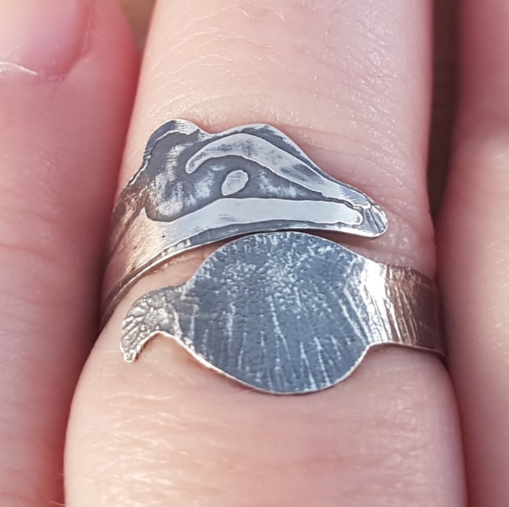 Sterling Silver Badger Cross Over Adjustable Ring - Folksy