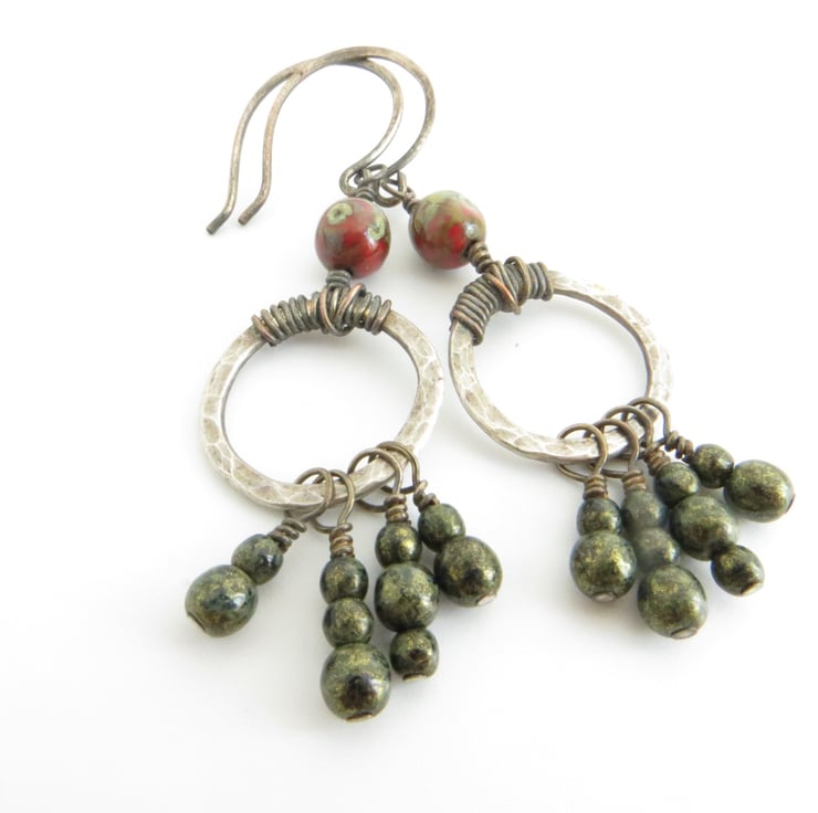 SALE Rustic Silver Hoop Earrings, Oxidised Wire... - Folksy