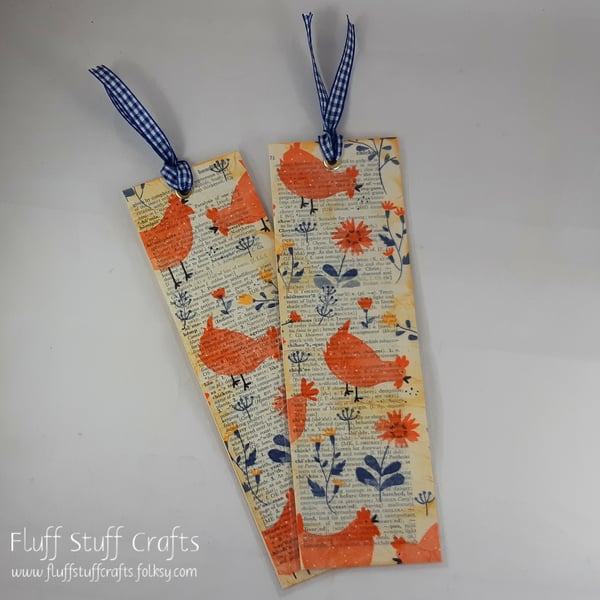 Chicken decoupage bookmarks (pack of 2) - Folksy