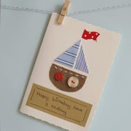 boys card Handmade boat - Folksy
