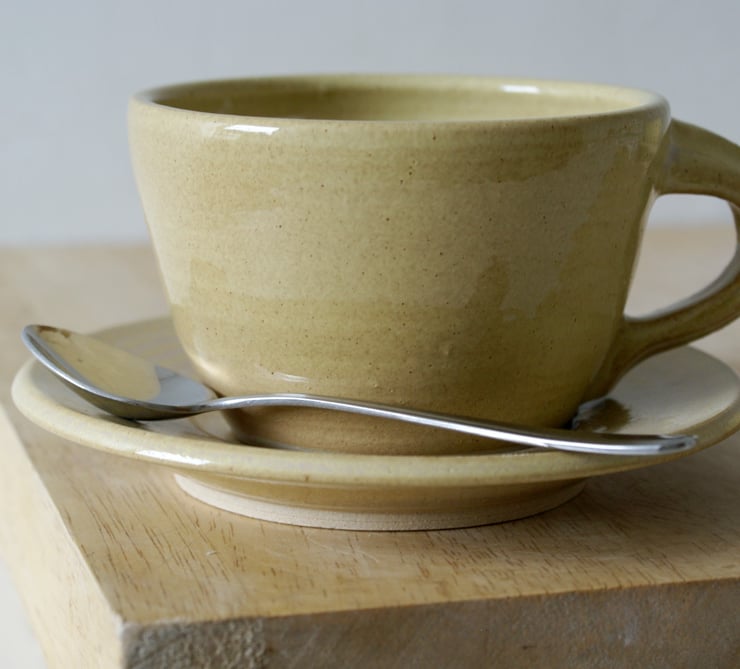Pottery cappuccino cups and saucers - a handmad... - Folksy