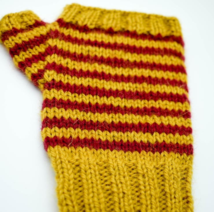 Hand Knitted fingerless mittens - Small - Yello... - Folksy