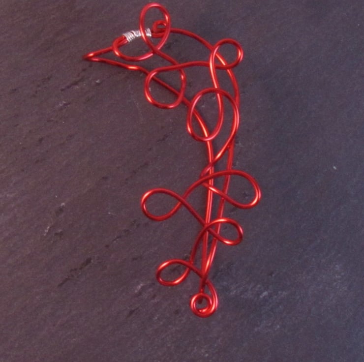 Squiggle Red Wire Ear Cuff, Red Ear Cuff - Folksy