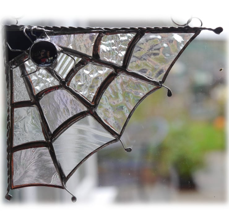 Spider Web Stained Glass Suncatcher Black Spider - Folksy