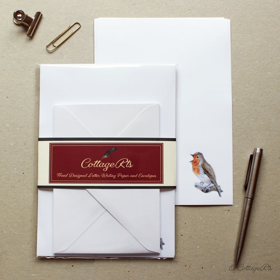 Robin Letter Writing Paper Hand Designed By Cot... - Folksy