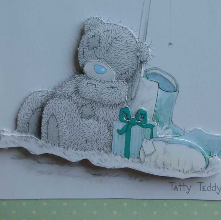 Tatty Teddy Card for Gardener - Folksy