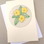 Embroidered Primrose Card. For February Birthda... - Folksy