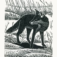 Fox In The Snow linocut print - Folksy