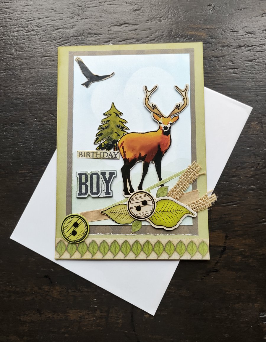 Stag Card, Male Birthday Card - Folksy