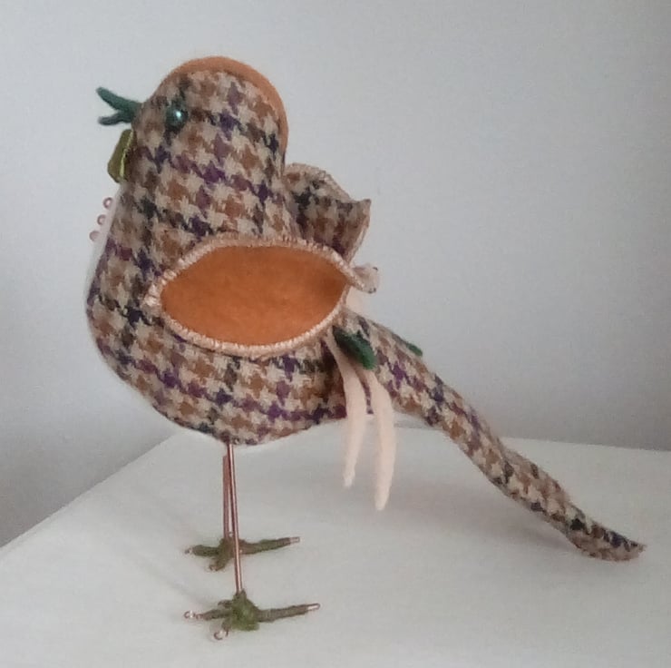 Tweed Bird, Handmade Bird, Bird Sculpture, Brow... - Folksy