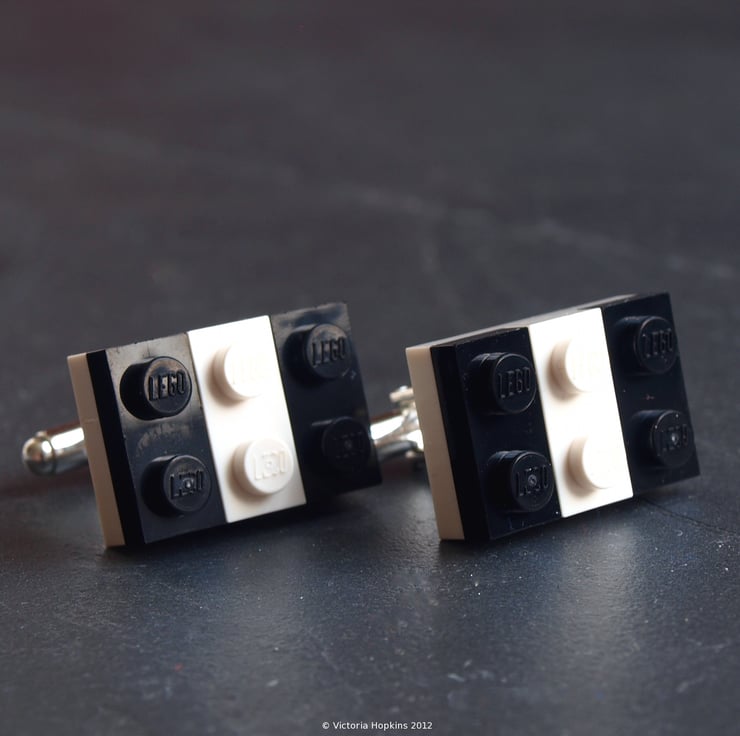 Lego Cuff Links Black and White Stripes - Folksy