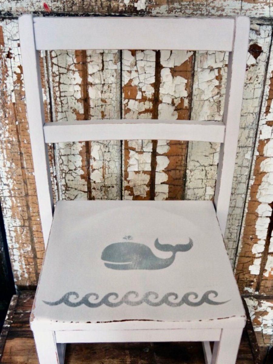 Vintage children's school chair painted and ste... - Folksy