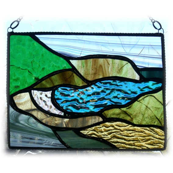 Seascape Cove Panel Stained Glass Picture Lands... - Folksy