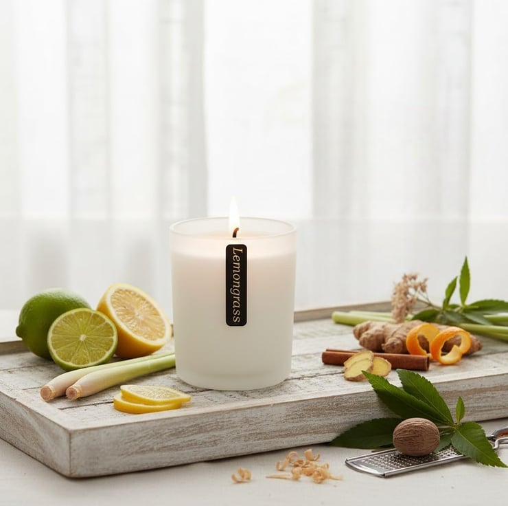 Hand-Poured Lemongrass Soy Wax Candle - Elegant... - Folksy