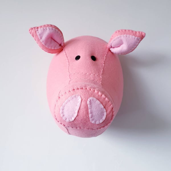 PIG - Felt Faux Taxidermy - Wall Mounted Animal... - Folksy