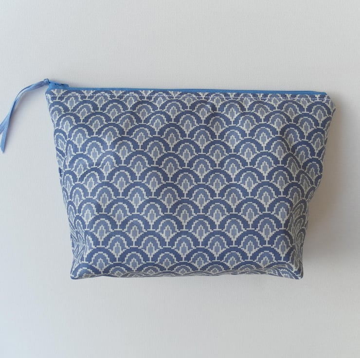 Make up Bag, Blue, Water Resistant - Folksy