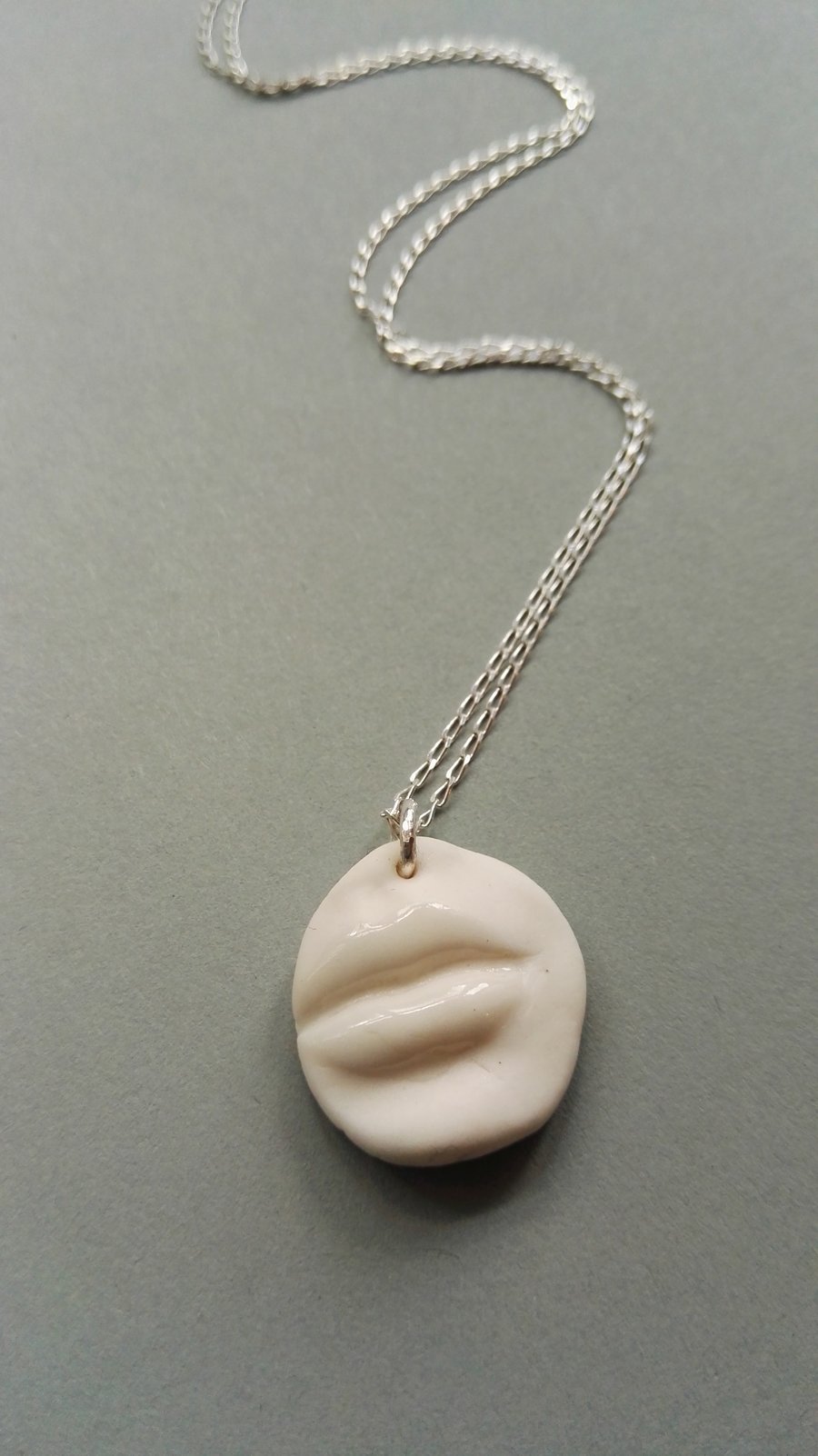 Contemporary porcelain Lips necklace, unique. - Folksy