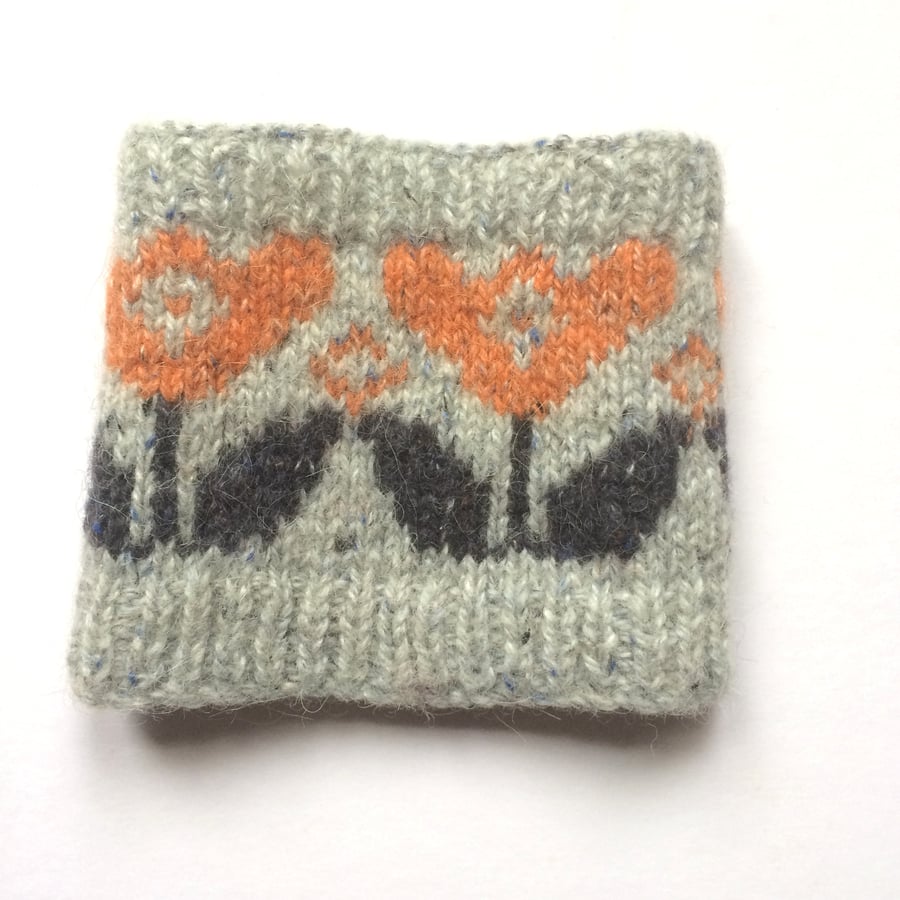 Orange Tulip Fair Isle mug hug - Folksy